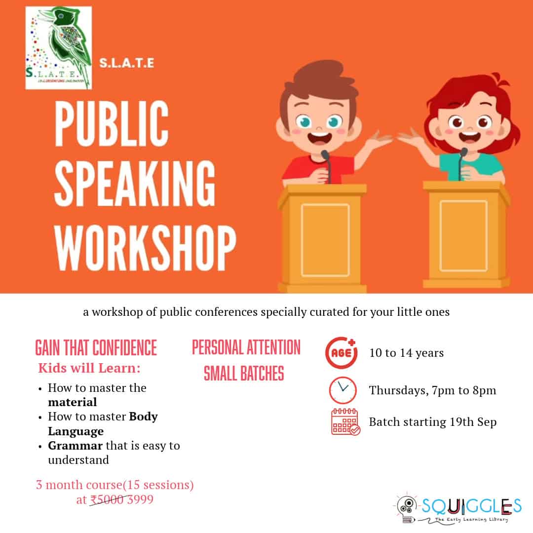 Public Speaking workshop – 10+ years – Squiggles